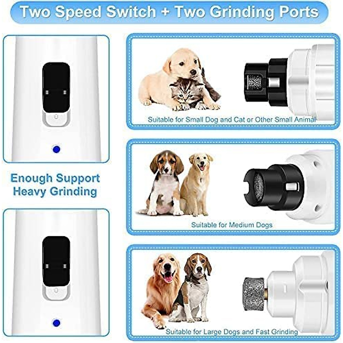 Pet Nail Grinder, Pet Nail Clipper and Trimmer for Dogs and Cats - for Small, Medium, and Large Breeds, Trimmers, File for Proper Toenail Care - Quiet and Efficient Grooming, Clippers for Nails