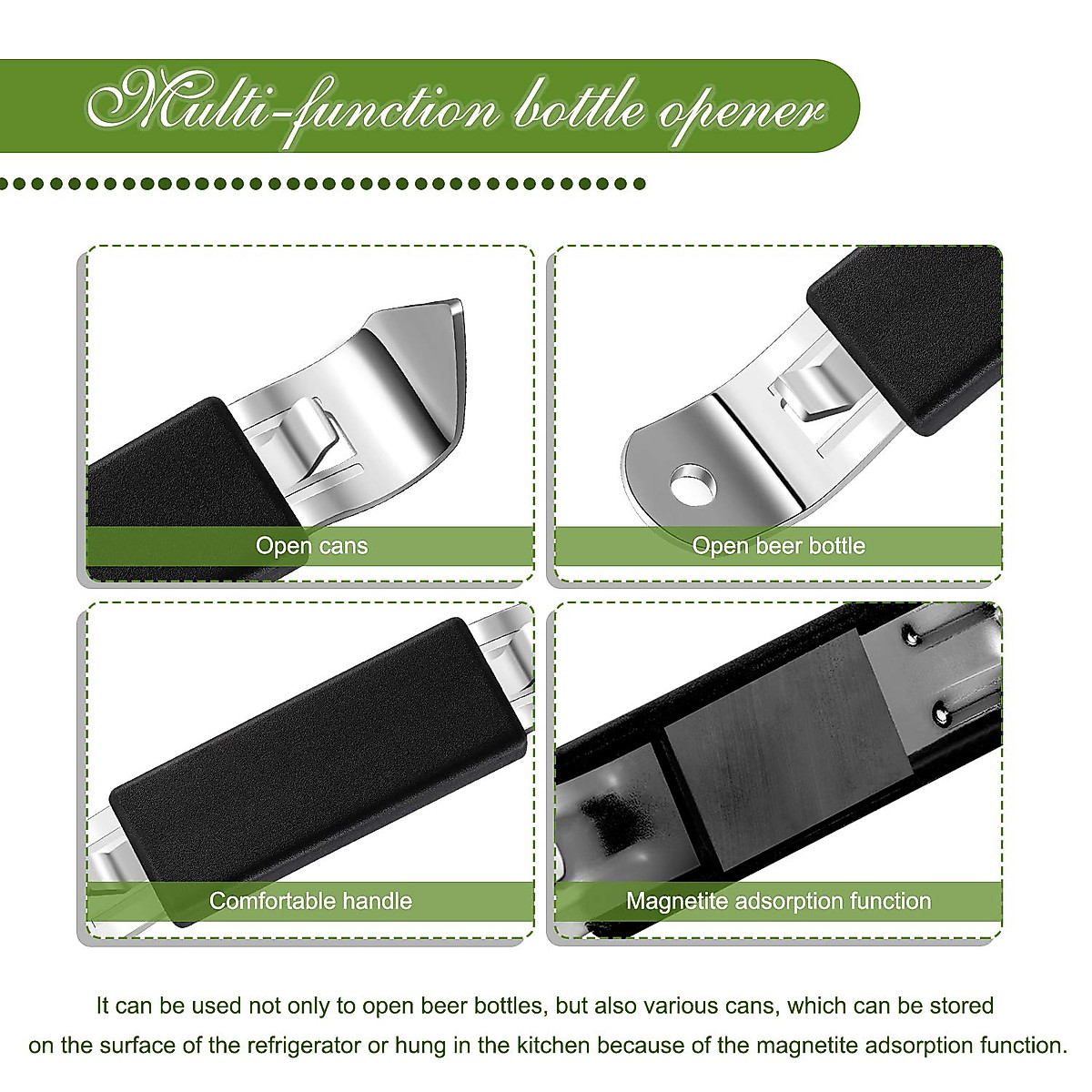 Magnetic Bottle Openers Classic Stainless Steel Beer Punch Opener Can Tapper Bottle Opener with Magnet for Refrigerator Camping and Traveling (Red, Black,4 Pieces)