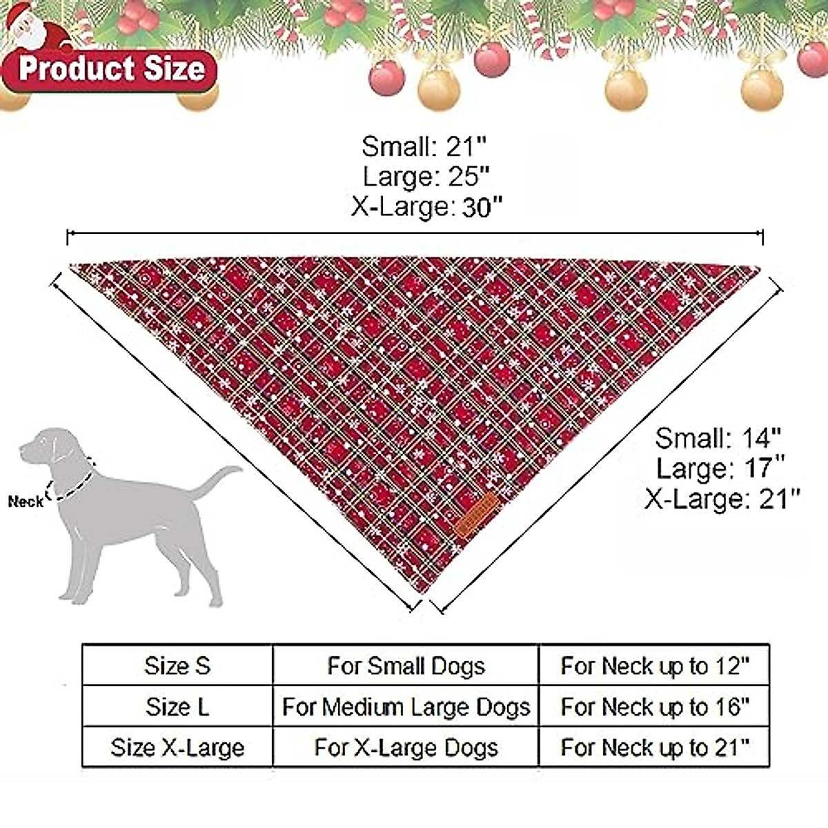 ADOGGYGO 2 Pack Dog Bandanas Christmas, Stylish Plaid Snowflake Dog Scarf, Premium Durable Fabric, Multiple Sizes Offered, Christmas Bandanas for Large X-Large Dogs Pets (X-Large, Red)