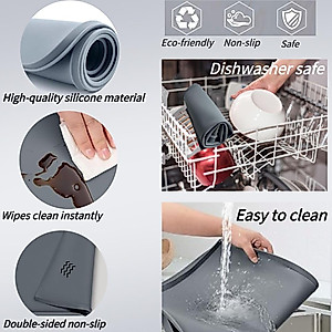 Iycnkok Washer and Dryer Top Cover Mat - 23.6''x 23.6'' Silicone Protector for Washing Machine Countertop - Non-Slip Rubber Waterproof Dustproof Ideal for Laundry Kitchen - Gray 2 Pack