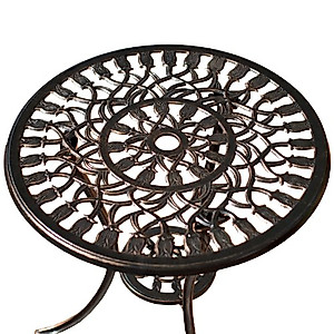 Best Selling Nassau Cast Aluminum Outdoor Bistro Furniture Set, Brown, 23 by 23 by 26