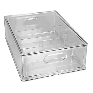 oceanside Drawer Storage Box, Multifunctional Stackable Storage Container for Toothpaste Hairspray Soap Makeup Wipes Facial Tissue(6L)