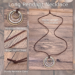 Jstyle 6Pcs Handmade Women Long Necklaces Jewelry Black Sandalwood Vintage Statement Necklace for Women B