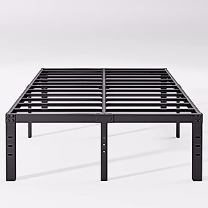 Neslime 18 Inch High King Bed Frame No Box Spring Needed, Heavy Duty King Platform Bed Frame for Heavy People, Easy Assembly, Noise Free, Black