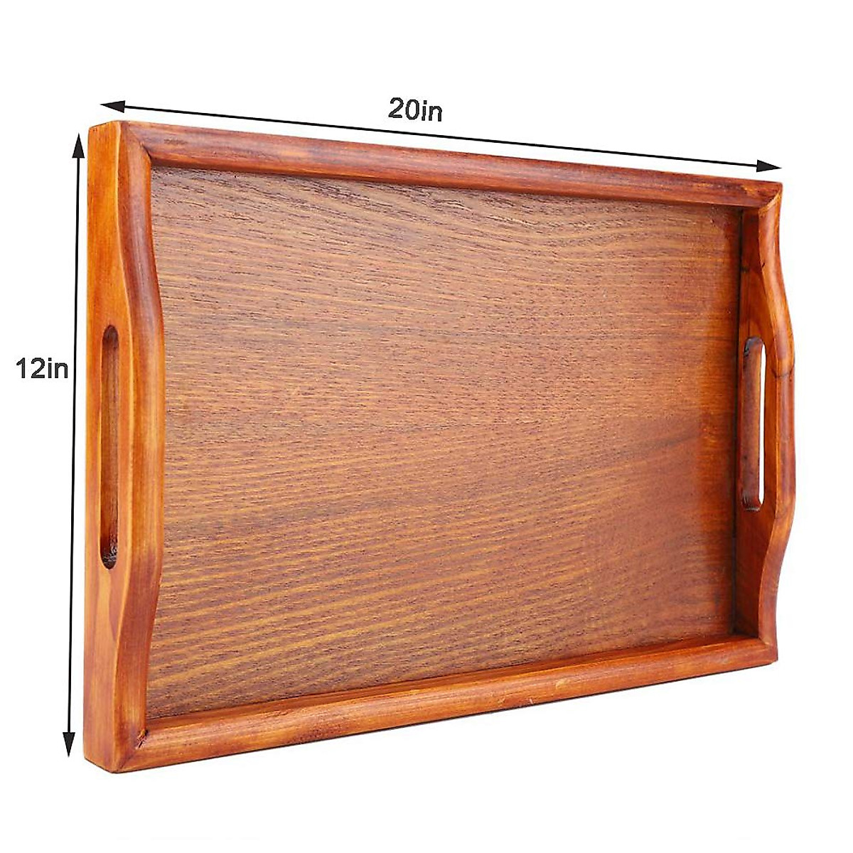 OLDMANSHOP Bamboo Wood Serving Tray with Holders, Multipurpose Portable Breakfast Tray Laptop Bed Tray for Eating, Reading, Working