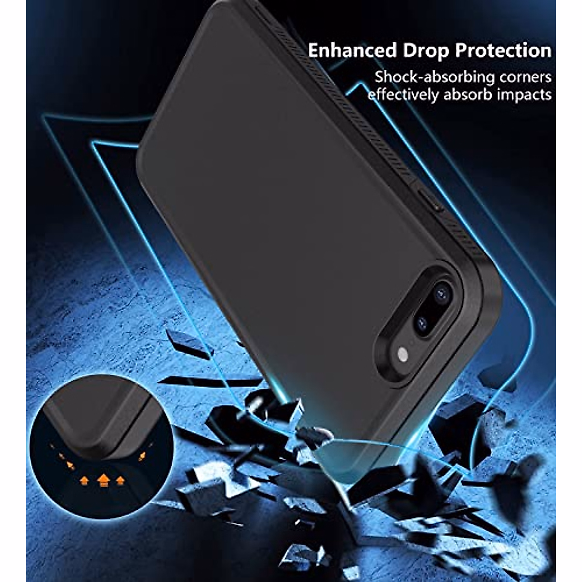 Dewfoam for iPhone 8 Plus/iPhone 7 Plus Case, Protective Shockproof Phone Cover Case para for iPhone 8plus / iPhone 7 Plus Black