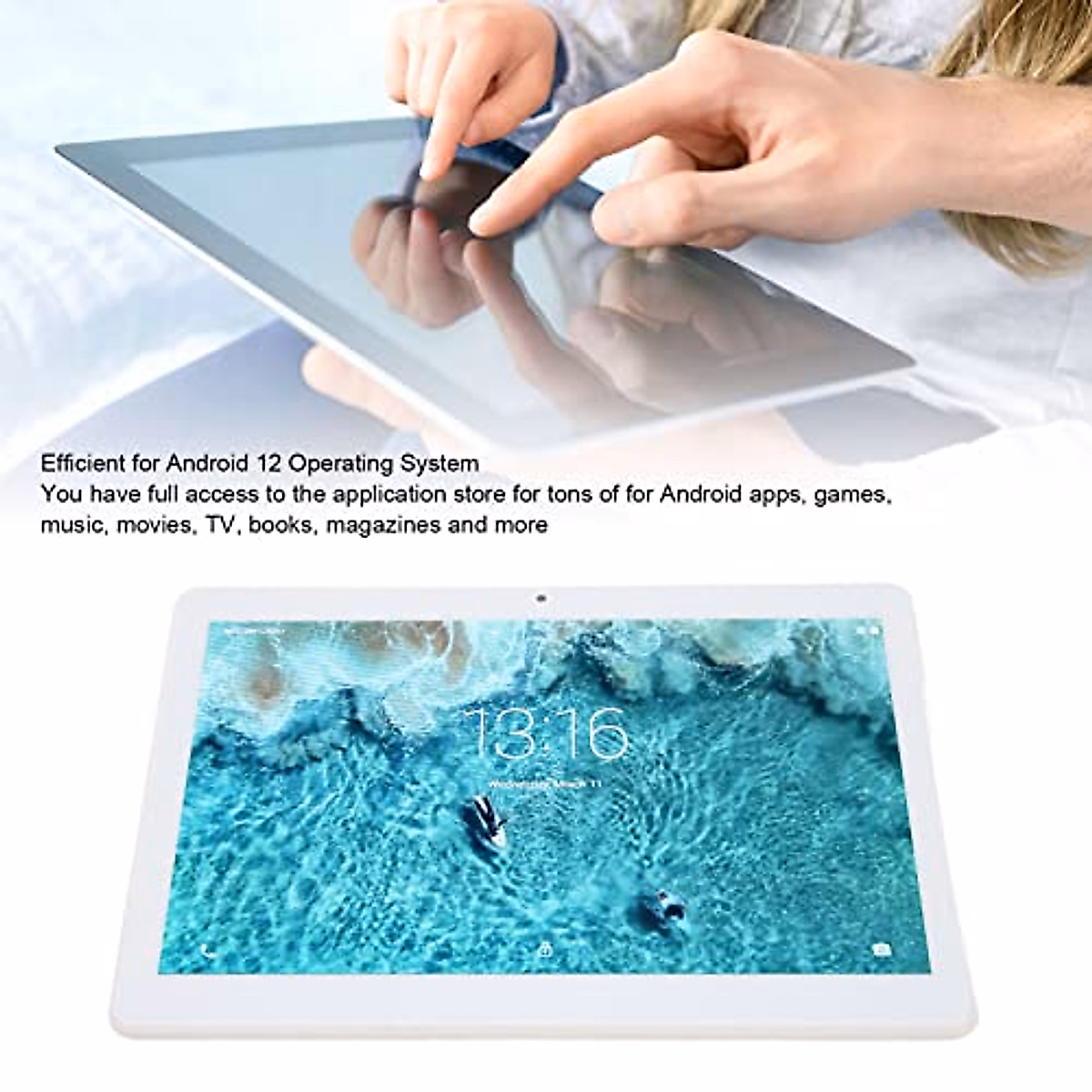 10.1 Inch HD Tablet Call Tablet 100-240V Dual Card Dual Standby Gold Dual Cameras for Office for Android 12 (US Plug)