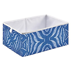 QUGRL Unique Denim Storage Bins Organizer Jeans Blue Foldable Clothes Storage Basket Box for Shelves Closet Cabinet Office Dorm Bedroom 15.75 x 10.63 x 6.96 in