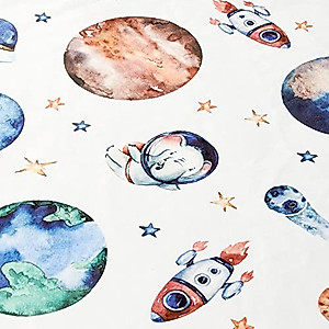 Jaxson's World Watercolor Outer Space Baby Blanket | 30x40 Inches | Minky Fleece