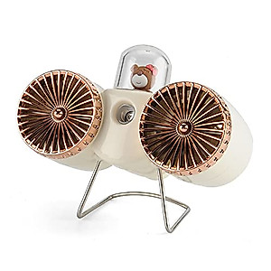 Mini Portable Fan, Dual Head with 3 Speeds Strong Wind, Personal USB Air Conditioner Humidifier Mini Cooling Fan 7 Colorful Nightlight for Home Travel,Office,and Camping, Outdoor(Beige)