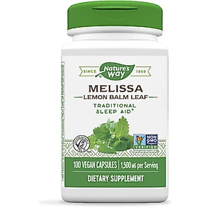 Nature's Way Premium Herbal Melissa Lemon Balm Leaf, Traditional Sleep Aid*, 1,500 mg per serving, 100 Capsules