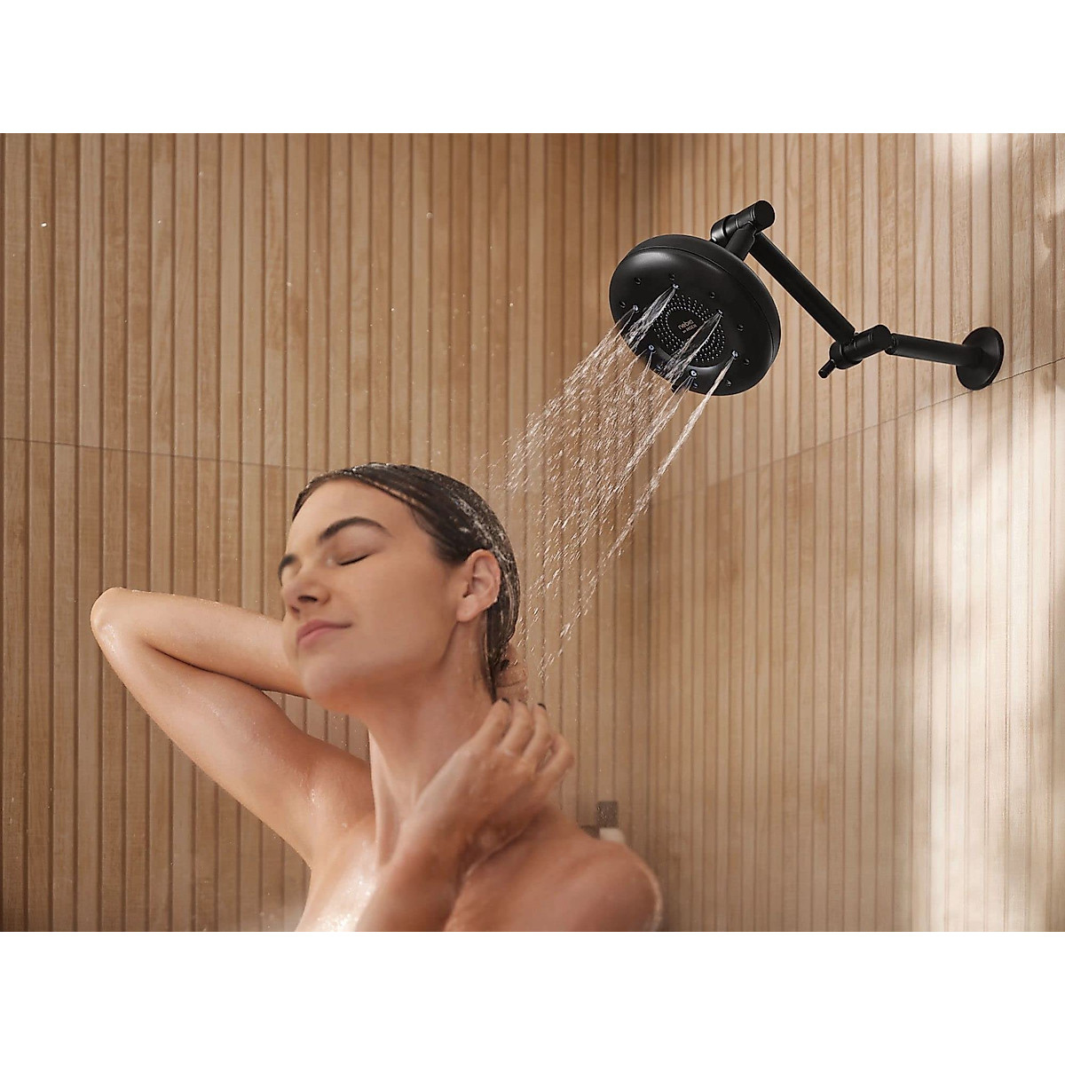 Moen S116BL Acc-Premium 16 in. Pivoting Adjustable Shower Arm, Matte Black