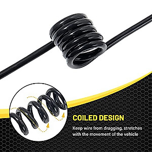 Oyviny 4 Way Flat Trailer Extension Coiled Cable 3 Feet 4 Pin Male and Female Wiring Harness Adapter 36" Stretchable Coiled Extension Wiring Cable with Dust Cover Plug & Play Connector 18 Guage