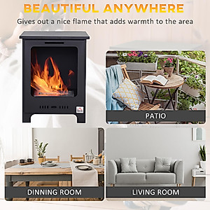 HOMCOM 19.75" Ethanol Fireplace, Freestanding Alcohol Fireplace Stove with 0.25 Gal Tank Capacity, Flame Snuffer - Black
