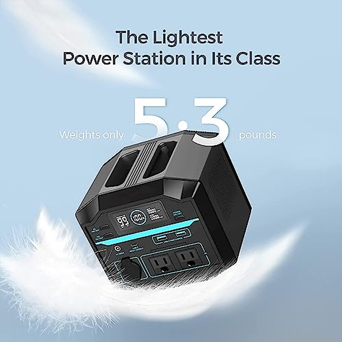 Renogy Portable Power Station Camping, 222Wh Backup Lithium Battery of Fast Recharging, w/Two 120V/200W Pure Sine Wave AC Outlets, Solar Generator for Outdoor Camping Travel, Compatible with PV Input