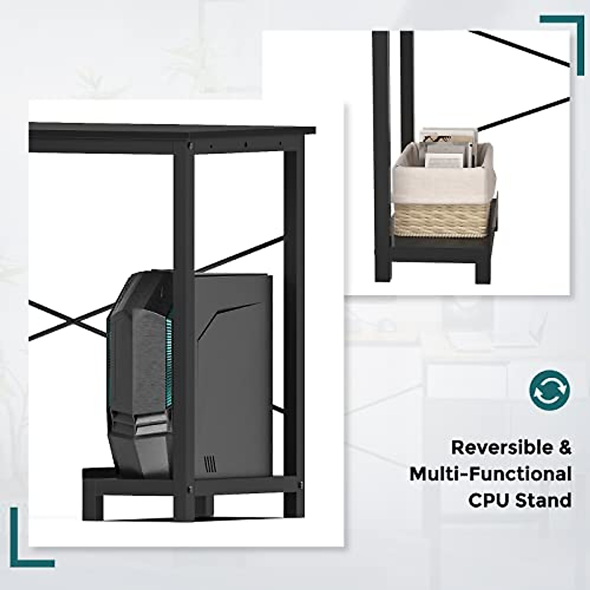 L Shaped Desk 50 Inch Computer Corner Desk Home Office Writing Desk Table Workstation Gaming Study Desks with Side Storage Bag, Black