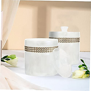 HANABASS Resin Swab Box Toothpick Dispenser Makeup Storage Organizer Box Toothpick Dispenser for Home Resin Cotton Swab Holder with Lid Decorative Candy Jar Sugar Jars Cotton Pad Container