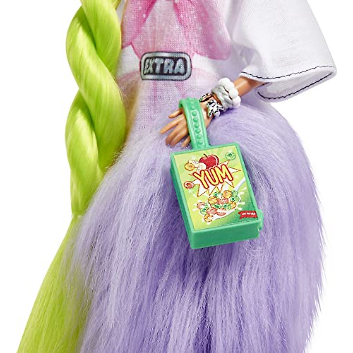 Barbie Extra Doll and Barbie Accessories with Neon Green Hair, Feather Boa and Pet Parrot