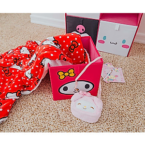 Sanrio Hello Kitty and Friends 11-Inch Fabric Storage Bins, Set of 4 | Cube Organizers For Cabinet, Closet