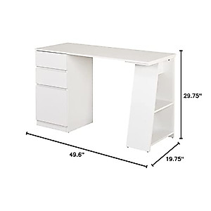 Target Marketing Systems Como Computer Desk with Storage, 3-Drawer Laptop Table with 2 Shelves for Home Office, Study Room and Gaming, 49.6 Inches Wide, White