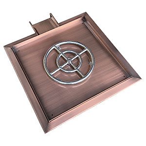 18" 24" Stainless Steel or Rustic Black Square Fire Pit Bowl Pot w/Waterfall Column (24" Fire Pit w/Waterfall, Copper Cladded)