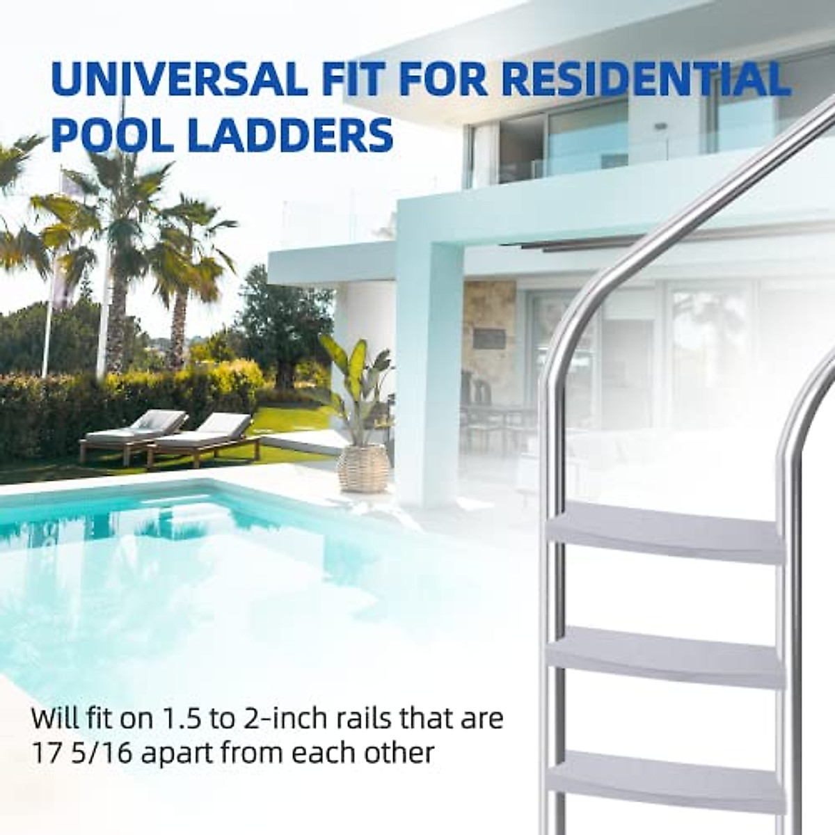 TonGass (3-Pack, White) Universal Fit for 17.3" Swimming Pool Ladder Replacement Steps for Inground Pools Plastic Ladder Steps for Above Ground Pool Ladder Replacement Steps for Pool Ladder