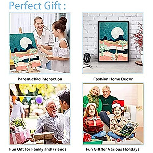 OFRKE Diamond Painting Mountain and Sun Kit,Diamond Art Kits for Adults and Kids,Abstract Scenery Paint with Diamonds Round for Gift,Home Wall Decor 12"x16"