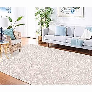 MARTHA STEWART by SAFAVIEH Collection 5' x 8' Whetstone Grey MSR4324A Handmade Marais Scroll Wool Living Room Dining Bedroom Area Rug