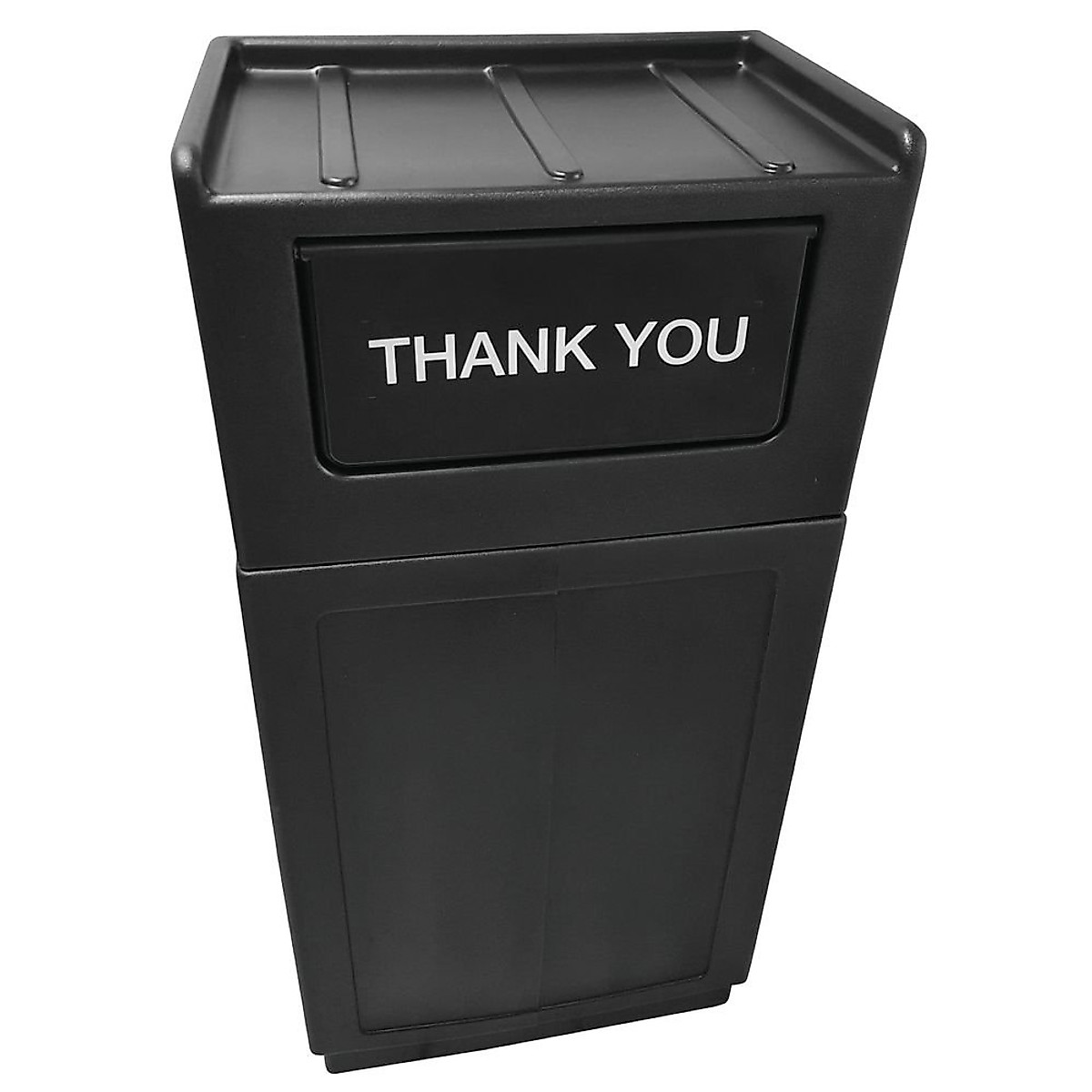 HUBERT Restaurant Trash Receptacle with Lid, 39 gal - 21 1/2" L x 14 1/2" W x 49" H