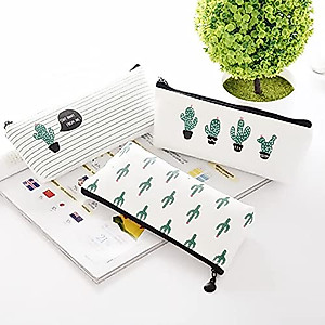 6 Pack Cactus Pencil Case, Pen Bag Canvas Cactus Pencil Pen Cosmetic Makeup Bag