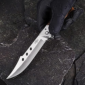 Grand Way Bundle of 2 Items Hunting Folding Knife with Rosewood Handle - Tactical EDC Pocket Knife - Foldable Long Blade Pocket Knife - Mini Multitool Knife 12 in 1 - Best Gear Accessory - Gifts