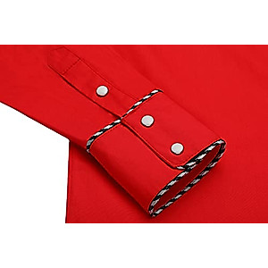 JoZorro Men's Long Sleeve Pearl Snap Shirt Cowboy Cut Western Embroidered Casual Button Down Shirt