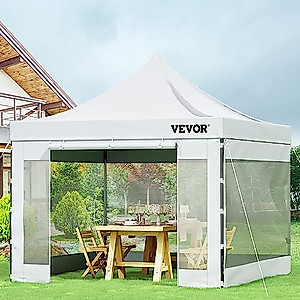 VEVOR 10x10 Pop Up Canopy Tent, Outdoor Canopy with Removable Sidewalls and Wheeled Bag, Instant Portable Shelter, UV-Resistant Waterproof Gazebo Patio Tents for Parties, Camping, Commercial, White