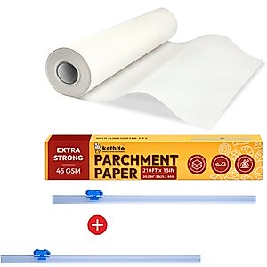 Katbite Heavy Duty Parchment Paper Roll & Slide Cutter for 15 Inches Plastic Food Wrap