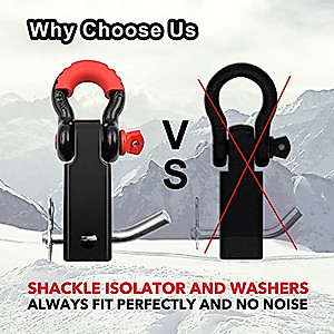 Shackle Hitch Receiver, 2 inch 42000 Lbs Maximum Break Strength, Solid with 3/4'' D Ring, Heavy Duty Towing Hitch Receivers, Never Rust, Best Towing Accessories for Vehicle Recovery Off-Road