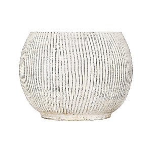 Distressed Cream Terracotta Planter with Fluted Texture