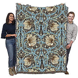 Pure Country Weavers William Morris Pimpernel Vanilla Blanket - Arts & Crafts - Gift Tapestry Throw Woven from Cotton - Made in The USA (72x54)
