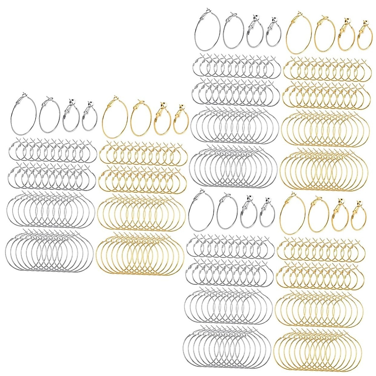 VILLCASE 3sets Earring Hoops for Jewelry Crafting Women's Earring Studs Earring Making Kit Alloy Round Hoops Jewelry Supplies 96pcs*3