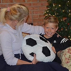 CatchStar Soccer Pillow Fluffy Soccer Plush Pillow Soft Stuffed Soccer Throw Pillow Decorative Round Large Soccer Pillow Cushion Big Sports Toy Gift for Kids Boy Children Room Decoration