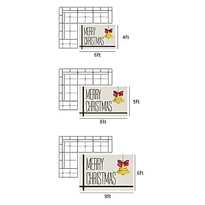 Christmas Outdoor Rugs for 4'x6' Patios Clearance, RV Camping Mat Rug Portable Outside Rug Indoor Outdoor Area Rug Mat for Beach Deck Pool Farmhouse Country Bell Stripes