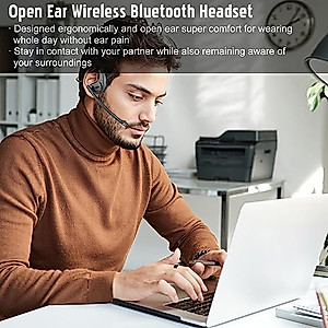 Giveet Bluetooth 5.3 Headset with Detachable Microphone, DSP Noise Cancelling Wireless Headset for Phone PC Laptop, Open Ear Comfort Headphones for Office Home Working Driving Running, 12 Hrs Playtime