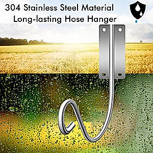 304 Stainless Steel Garden Hose Holder Hanger, EFFIET Heavy Duty Bird Feeder Stand Wall Mounted Hose Reel Rack Bracket Deco Hose Storage Hook, Holds 125-Feet of 5/8-Inch Hosepipe, extension cords