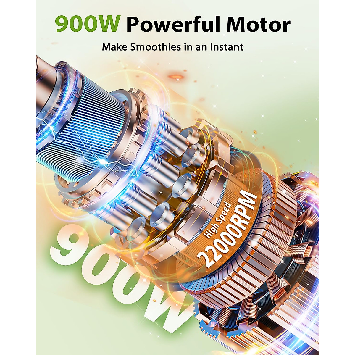 KOIOS Smoothies Blender, 900W Personal Blender and Grinder Combo for Kitchen, Smoothies Maker with 3 Non-BPA Portable Blender Cup for Baby Food, Beans, Nuts, Spice Protein Mixer