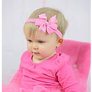 jollybows 40pcs Baby Girls Grosgrain Ribbon Hair Bows Headbands 3" Hair Band Hair Accessories for Infants Newborn Toddler