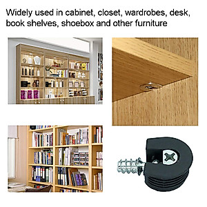 20 Pieces Thread Cam Lock Shelf Support Pin Cam Lock Cabinet Shelf Support Holder Bracket Studs Pins for Furniture Kitchen Cabinet, Black