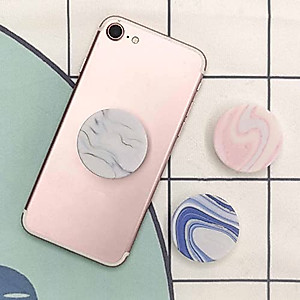 ZSDLHY Phone Stand Compatible with popsocket Phone/Tablets Grips for iPhone Android（3 Pack） - Silver Blue Pink Striped Marble