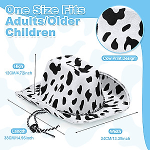 Neer Cow Print Cowboy Hat 2 Pieces Cowboy hat Unisex Black White Cowboy Hat for Men and Woman Party