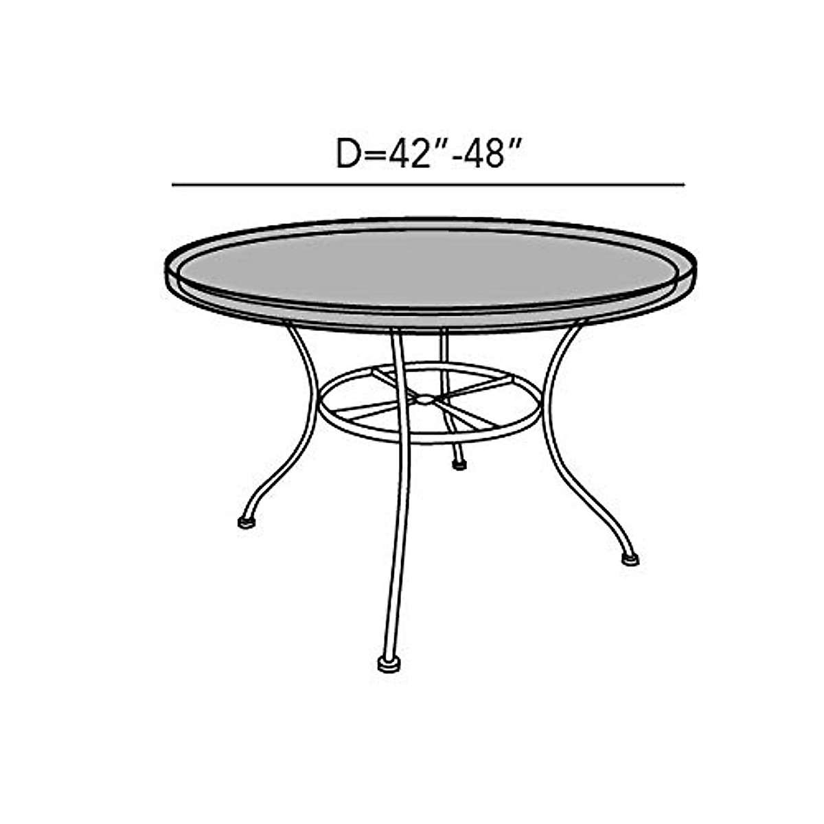 Covermates Round Table Top Cover - Water-Resistant Polyester, Adjustable Buckle Straps, Middle Buckle Strap, Patio Table Covers, 42-48 Diameter, Charcoal