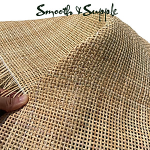 MINHKUST 16" Width Natural Square Rattan Cane Webbing Roll 8 Feet Length for Caning Projects | Pre-Woven Radio Mesh Cane Webbing Sheet for Furniture, Chair, Table, Ceiling (8 FEET)