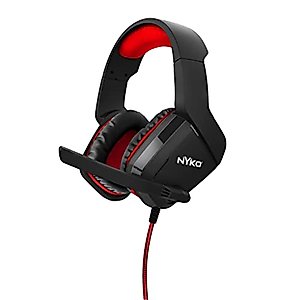 Nyko Ns-4500 Wired Headset for Nintendo Switch - Lightweight Headphones w/Adjustable Microphone - Compatible w/ PS4, PS5, Xbox One, Xbox X/S & Switch - Nintendo Switch Accessories (Black/Red)